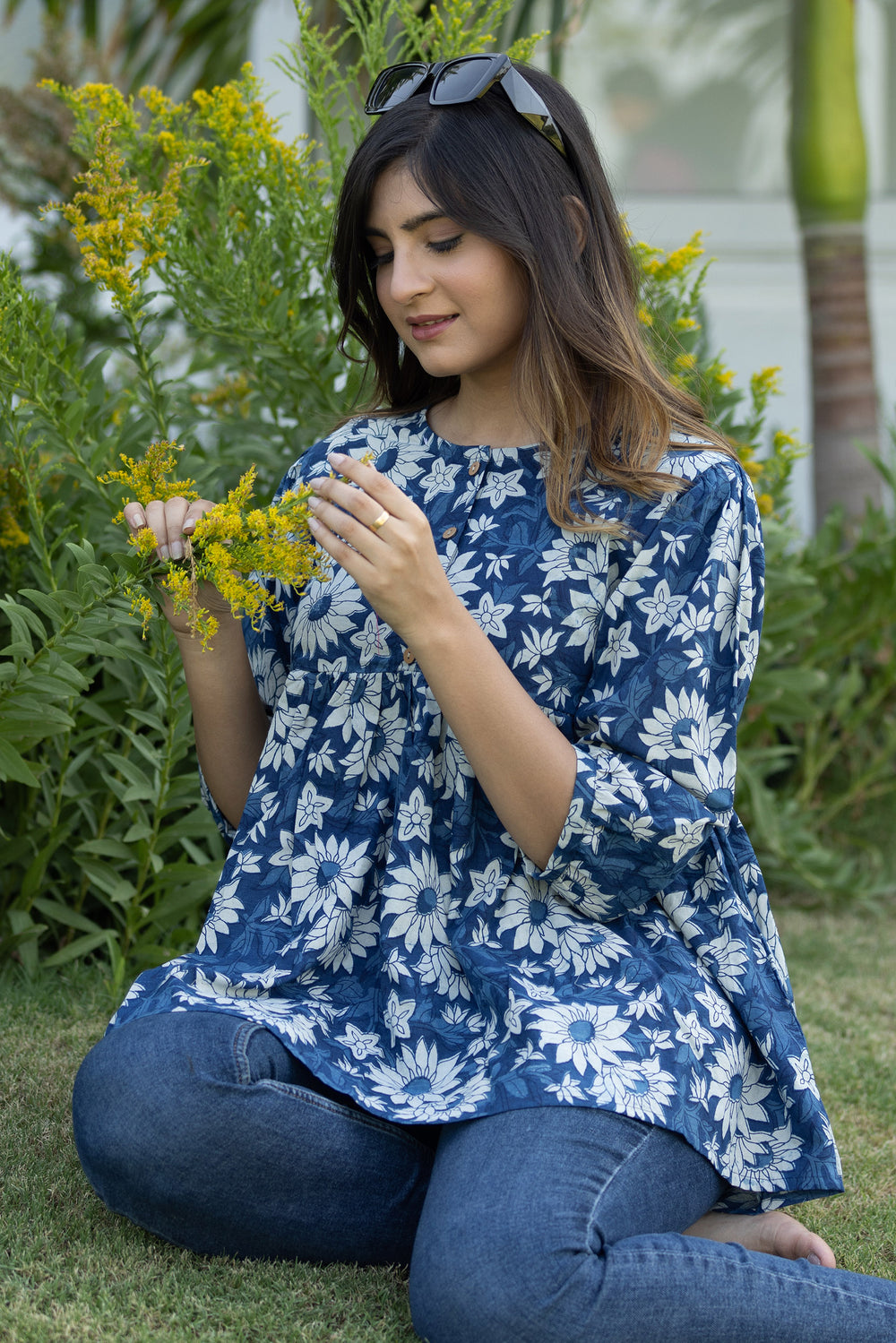 Suroor-e-Shararat Women's Pure Cotton Pleated Top - SPARSA India